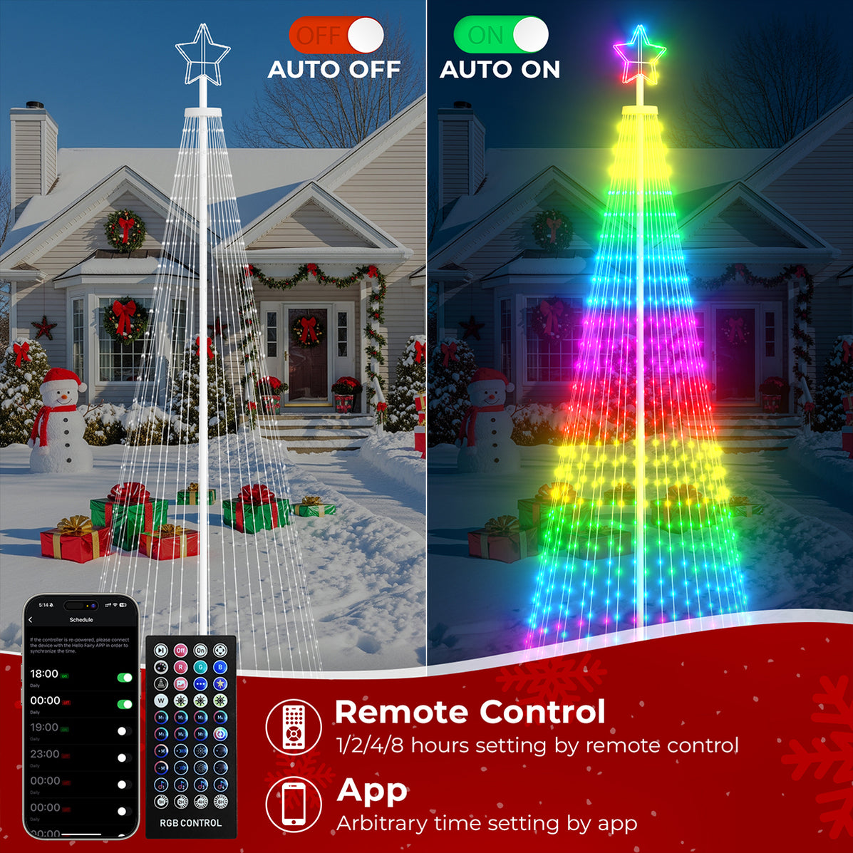 12-ft Christmas Cone Tree with Programmable RGB Fairy Lights ...