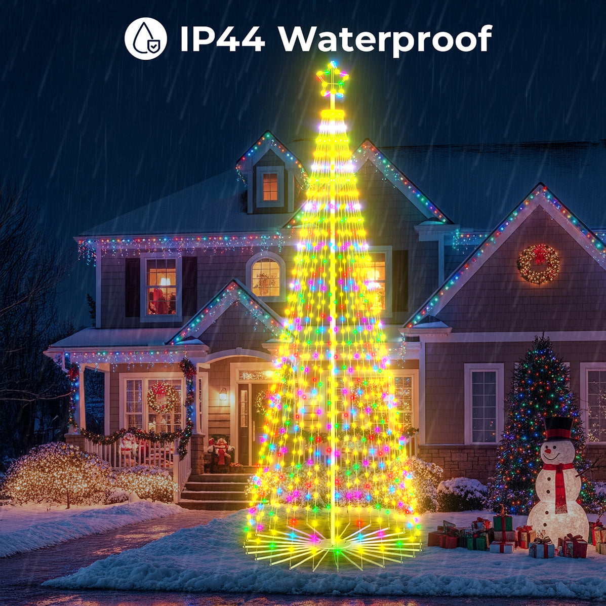12-ft Christmas Cone Tree with Programmable RGB Fairy Lights ...