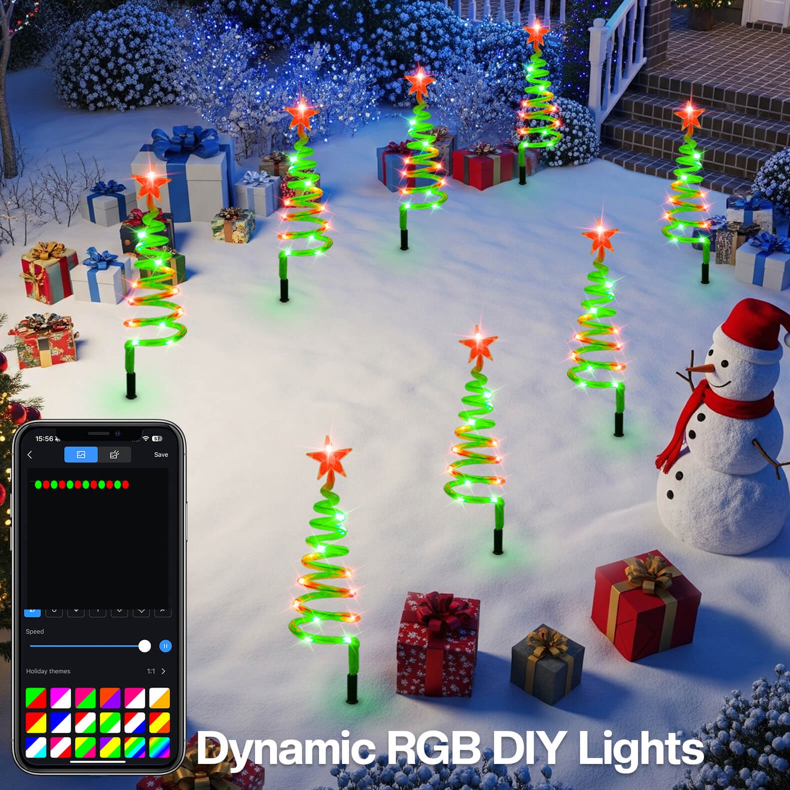 18-in Smart Spiral Christmas Tree Pathway Lights (Set of 8 ...