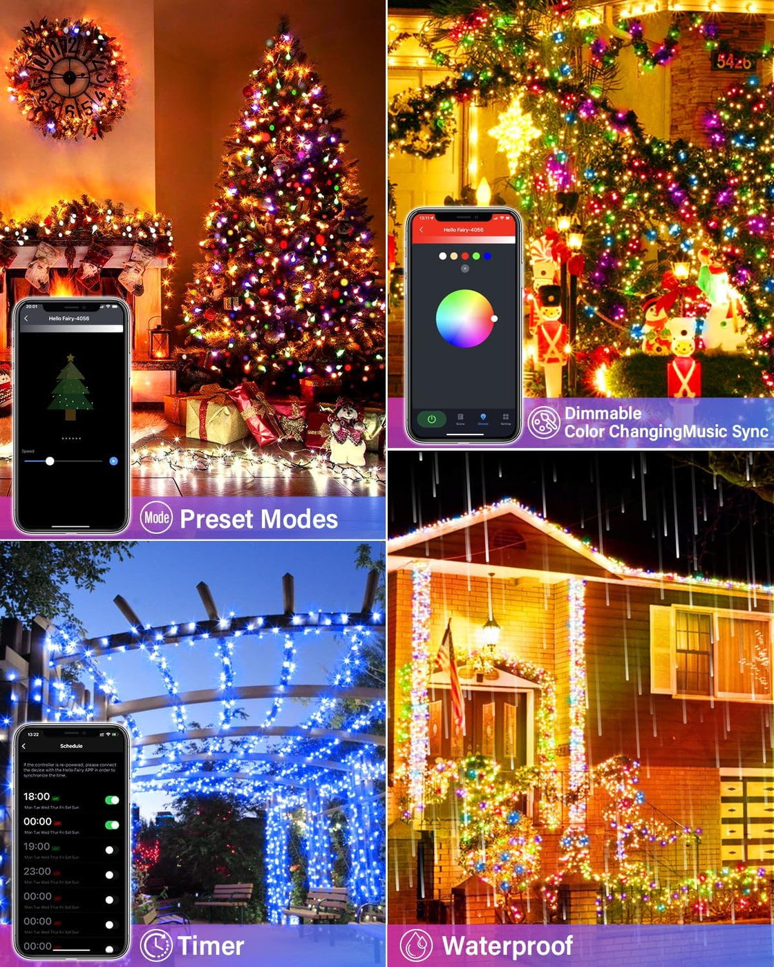 Dynamic Smart Programmable Christmas RGB String Lights Outdoor Indoor ...