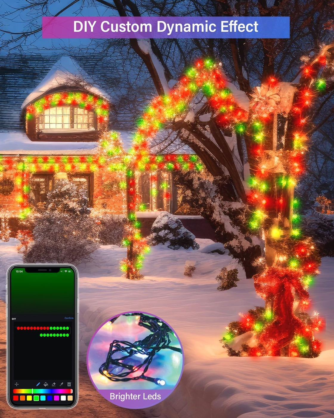 Dynamic Smart Programmable Christmas RGB String Lights Outdoor Indoor ...