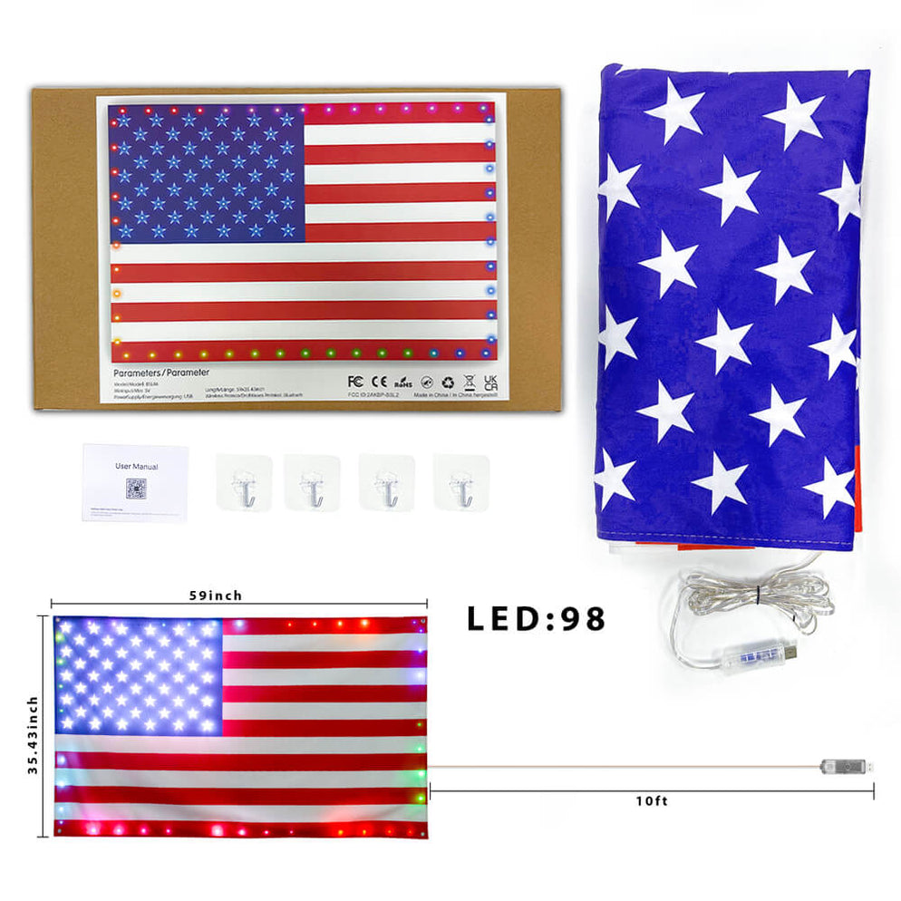 American Flag 3x5 FT with Smart String Lights — AvatarControls