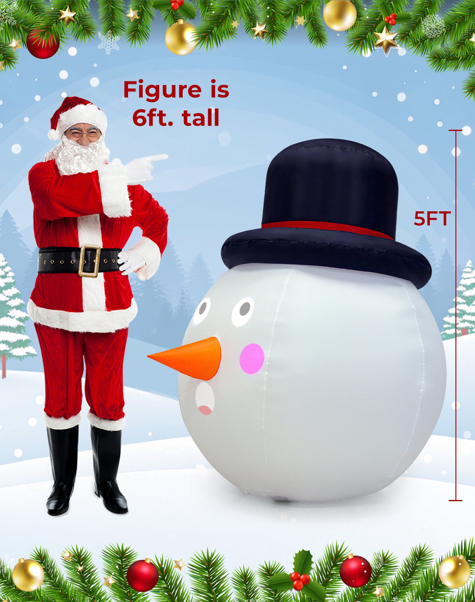 5-ft Christmas Inflatable Snowman Projector Emoji and Built-in Musical ...