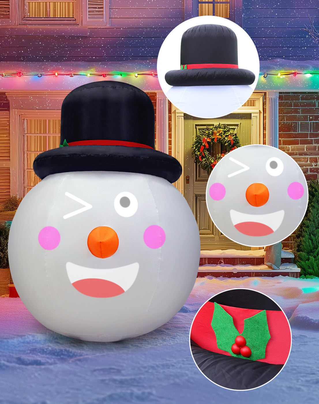 5-ft Christmas Inflatable Snowman Projector Emoji and Built-in Musical ...