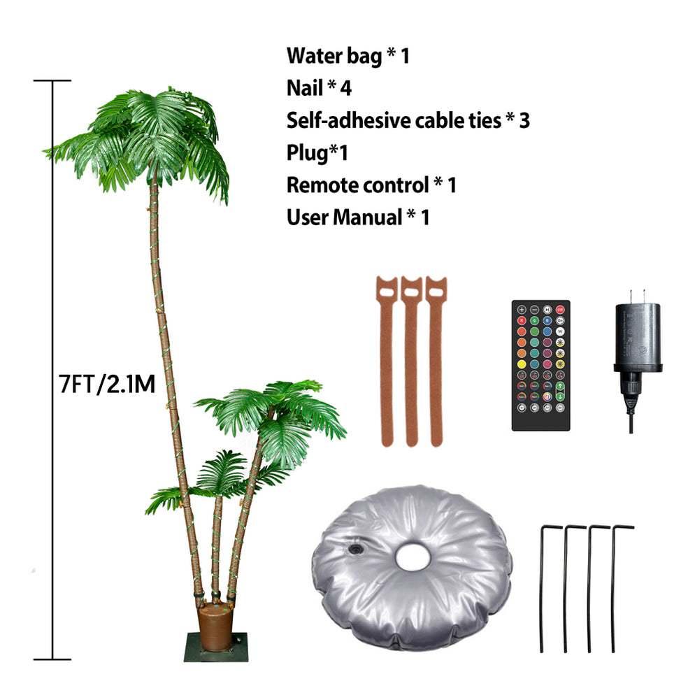 6FT/7FT Pre-lit Artificial Palm Trees with Programmable RGB LED Fairy ...