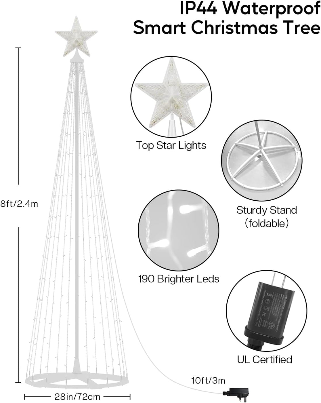 6-ft/8-ft/9-ft Smart LED Christmas Cone Tree Lights — AvatarControls