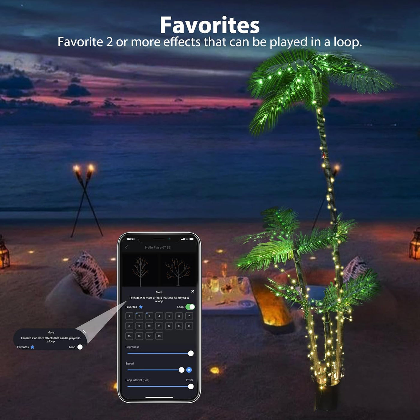 6FT/7FT Lighted Artificial Smart Palm Tree Warm White with App Control ...