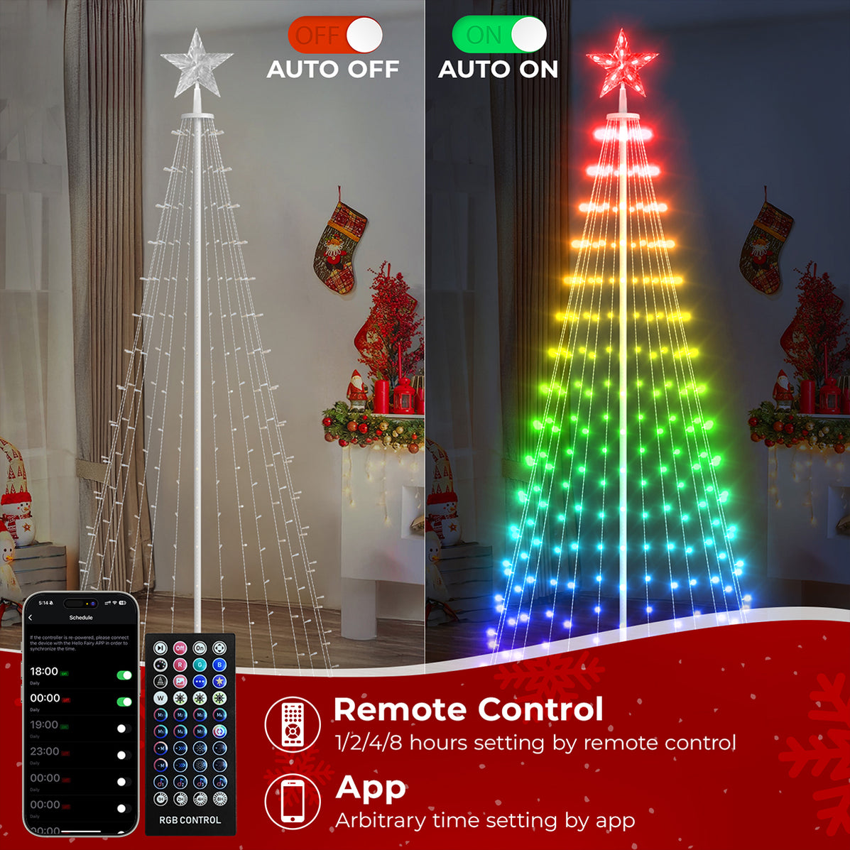 Smart LED Christmas Cone Tree Lights 6FT/8FT/9FT (2025 New ...