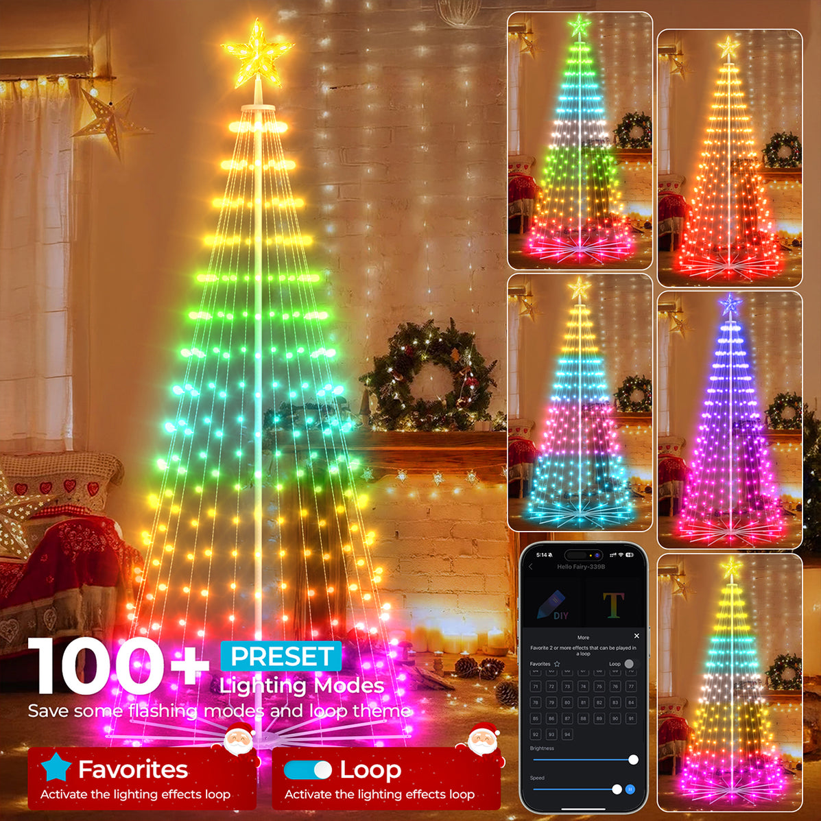 Smart LED Christmas Cone Tree Lights 6FT/8FT/9FT (2025 New ...