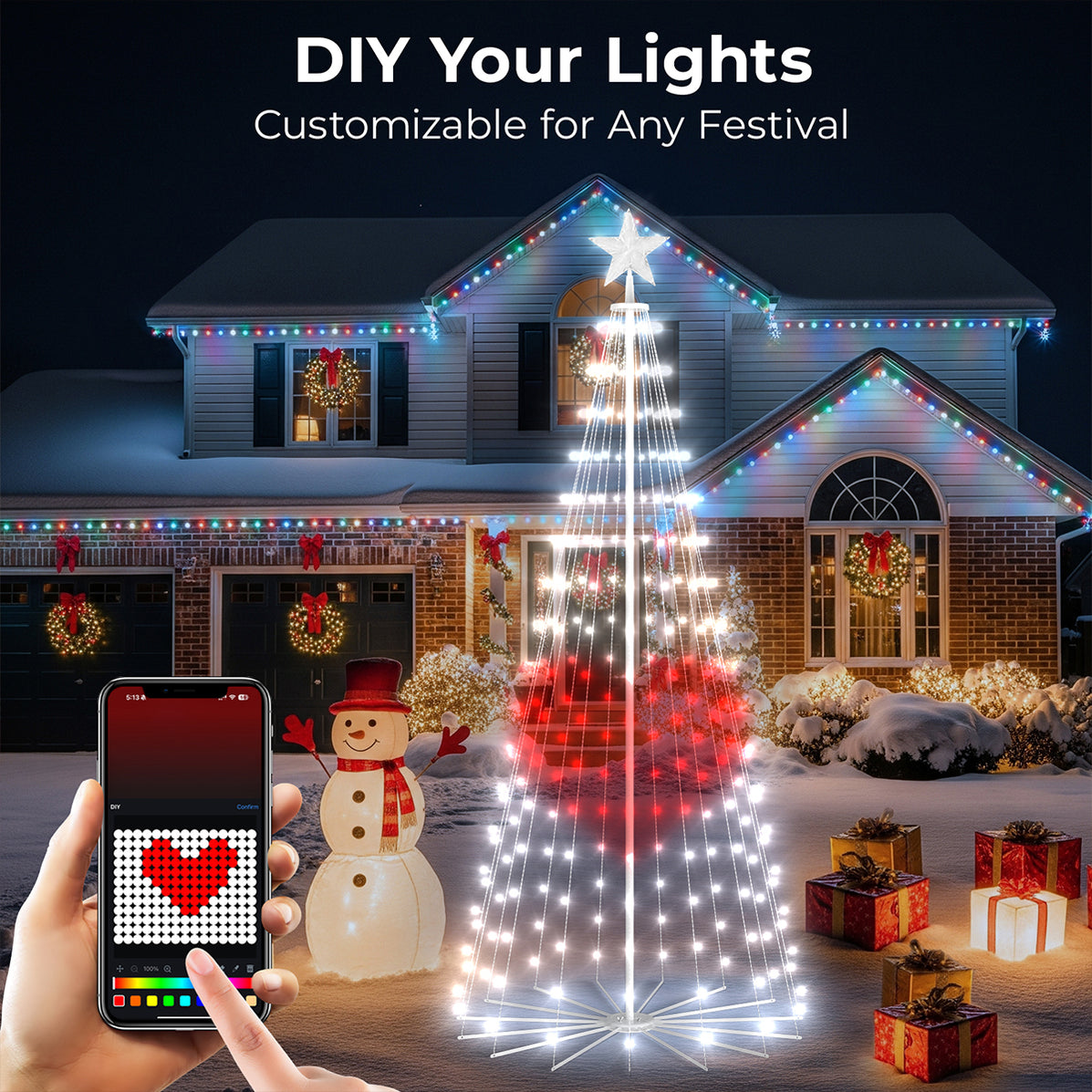 Smart LED Christmas Cone Tree Lights 6FT/8FT/9FT (2025 New ...