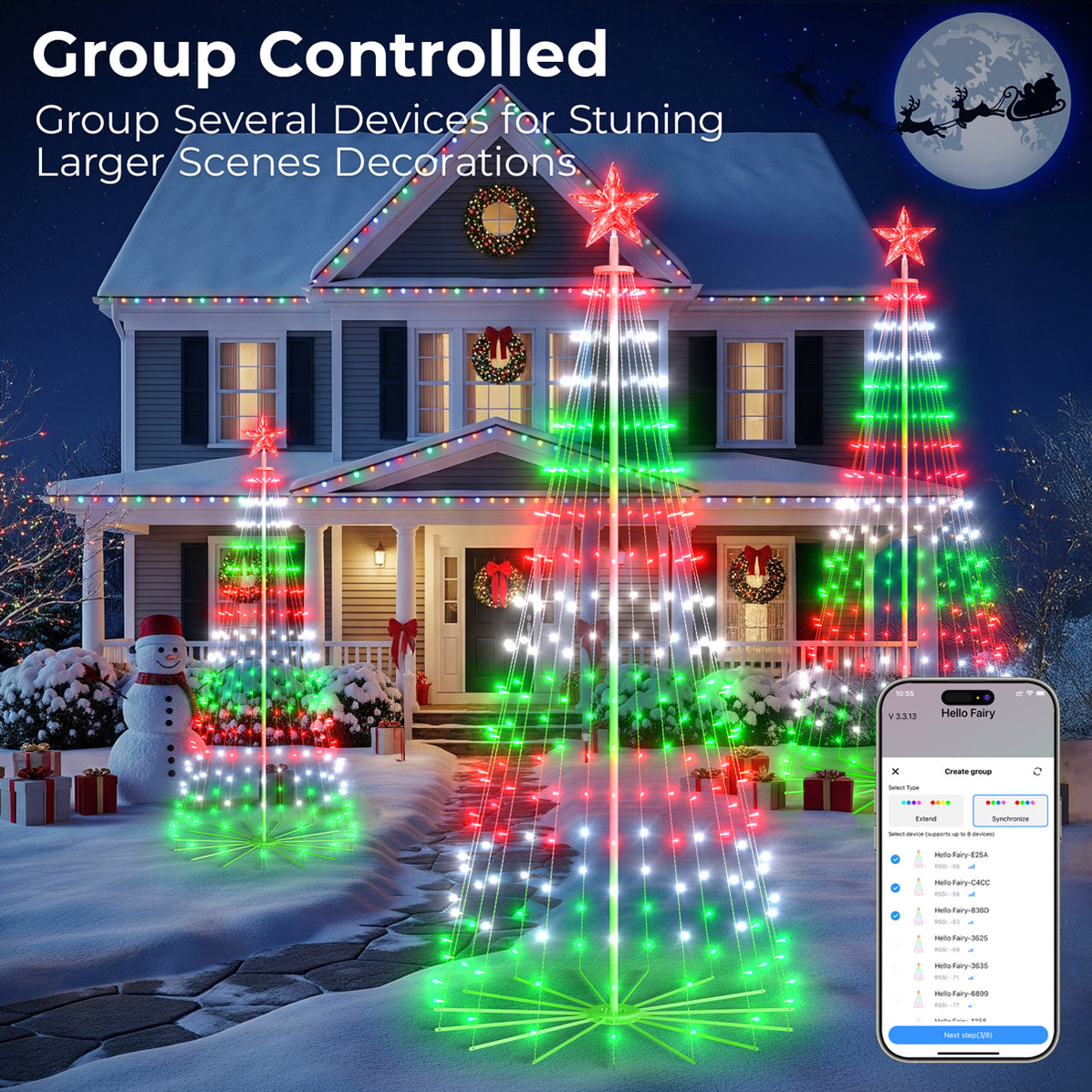 Smart LED Christmas Cone Tree Lights 6FT/8FT/9FT (2025 New ...