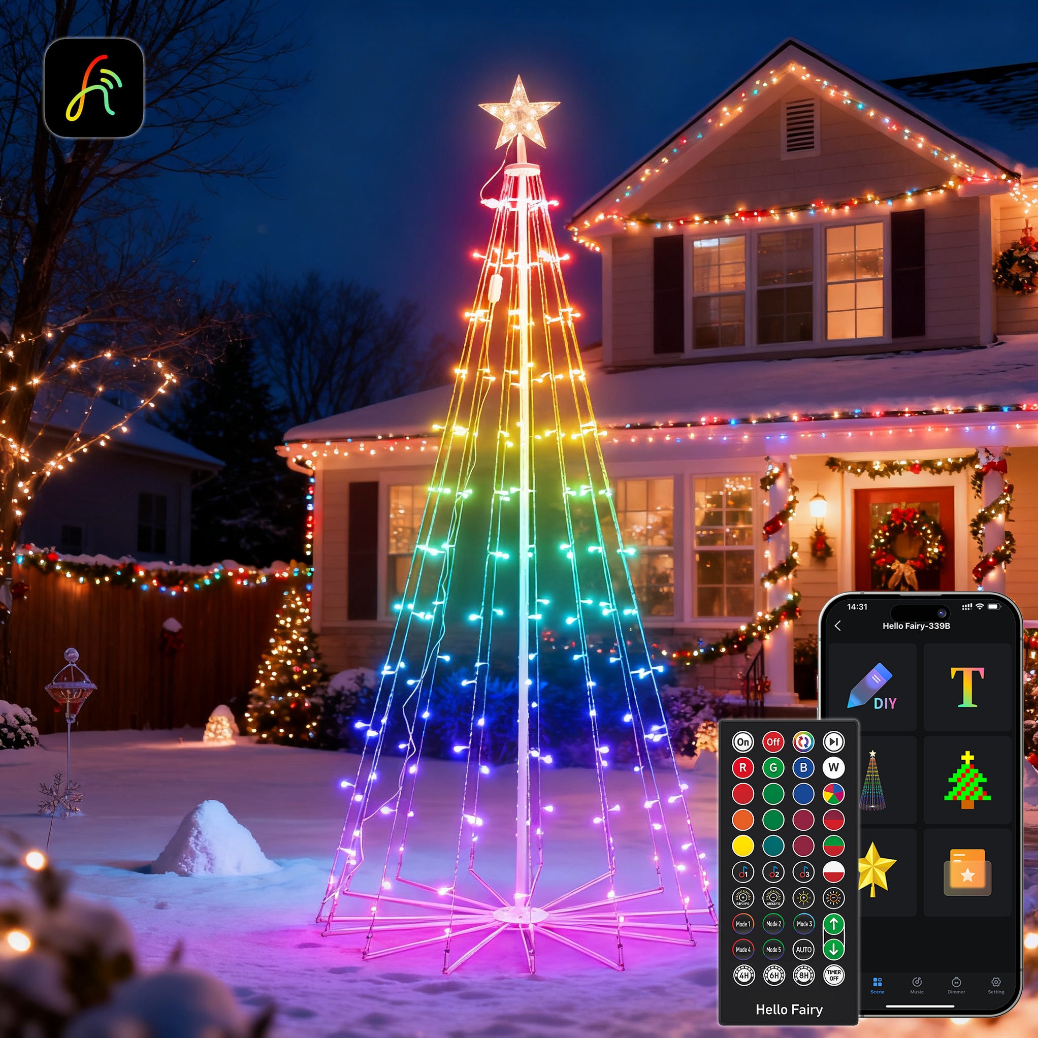 Smart LED Christmas Cone Tree Lights 6FT/8FT/9FT (2025 New ...