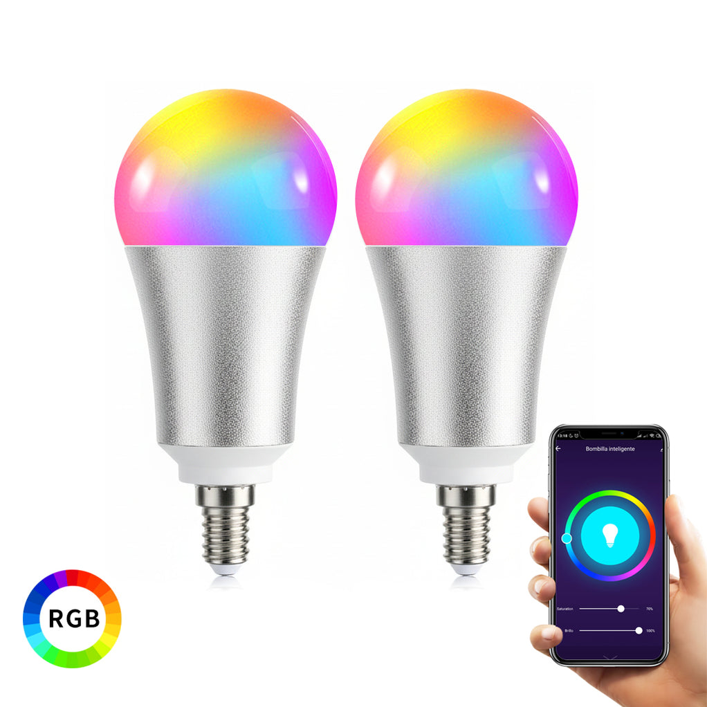 E14 A60 WiFi Smart Bulb RGB+CCT Warm/Cool White Color 9W 2Pack ...
