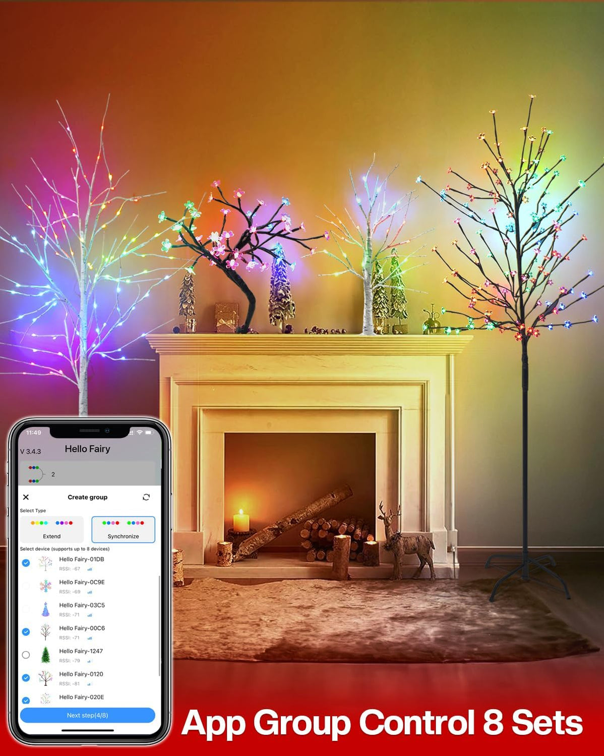 AvatarControls Smart Lighted Birch Tree and Cherry Tree for Christmas ...