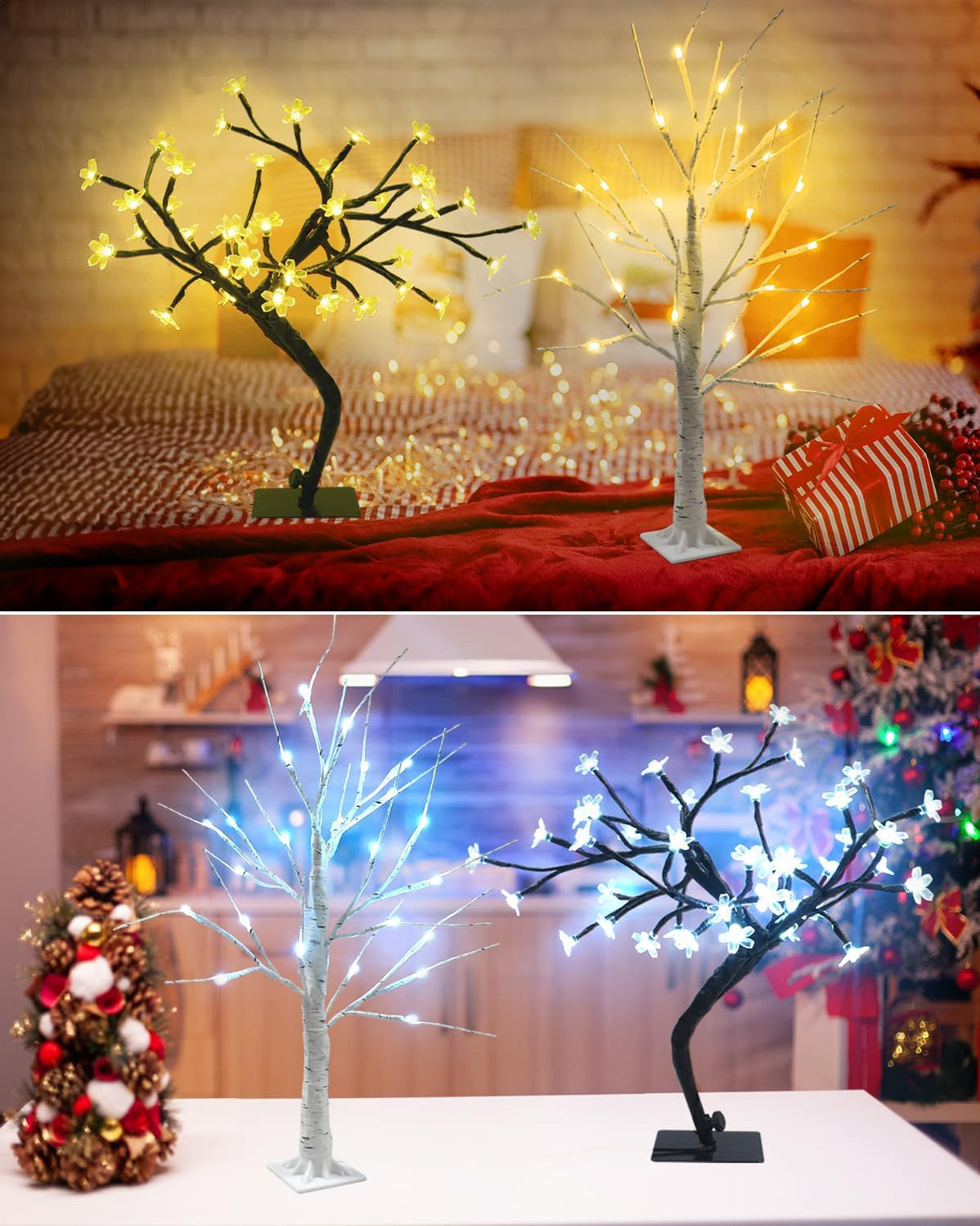 AvatarControls Smart Lighted Birch Tree and Cherry Tree for Christmas ...