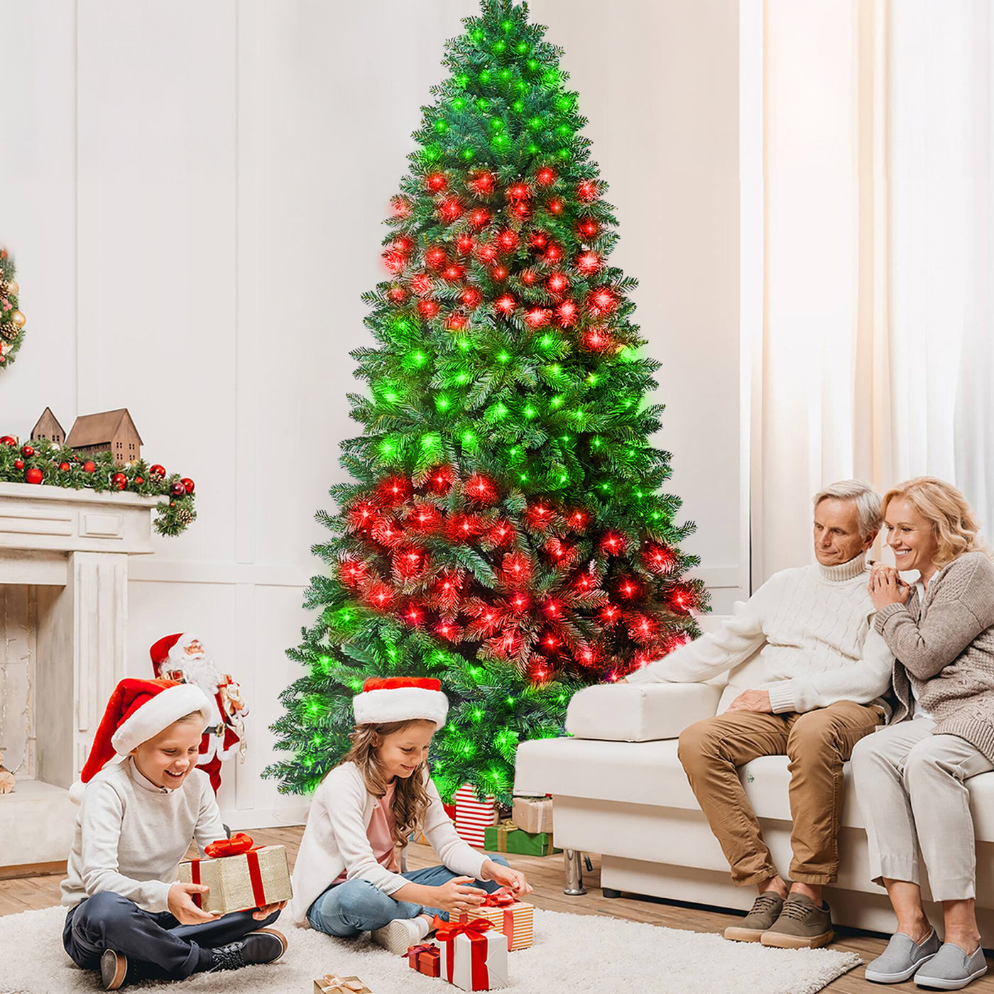 6ft Pre-lit Artificial Christmas Tree with Smart Programmable LED Fair ...