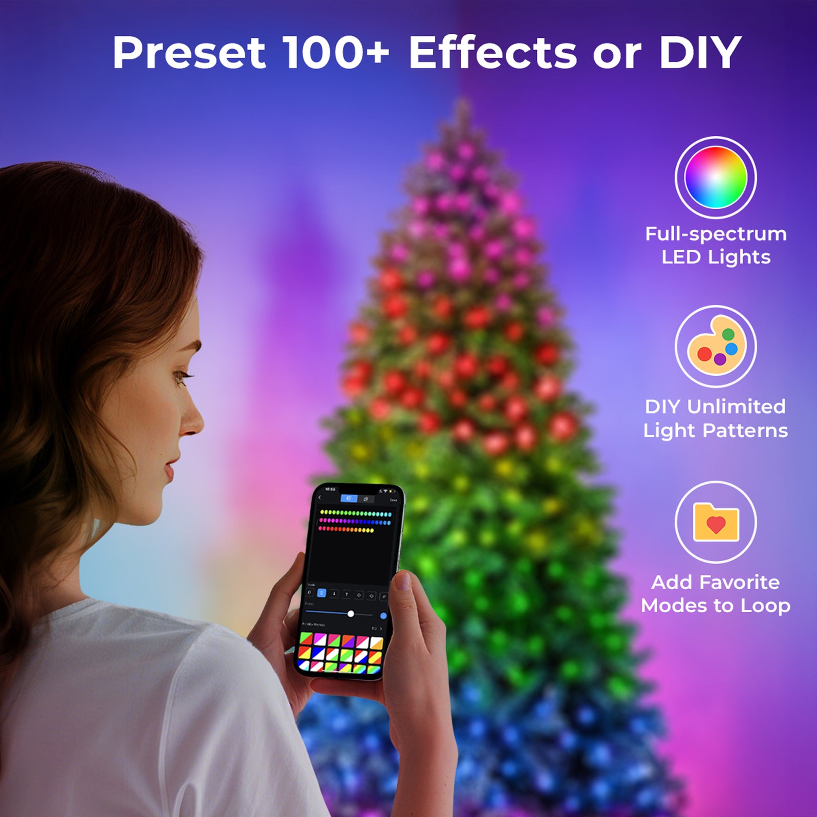 6ft Pre-lit Artificial Christmas Tree with Smart Programmable LED Fair ...