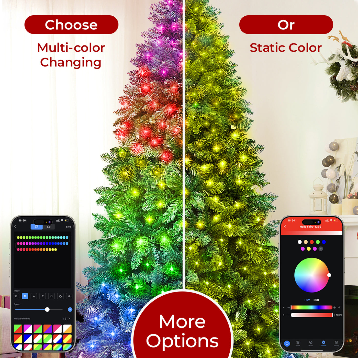7.5ft Pre-lit Artificial Christmas Tree with Smart Programmable LED Fa ...