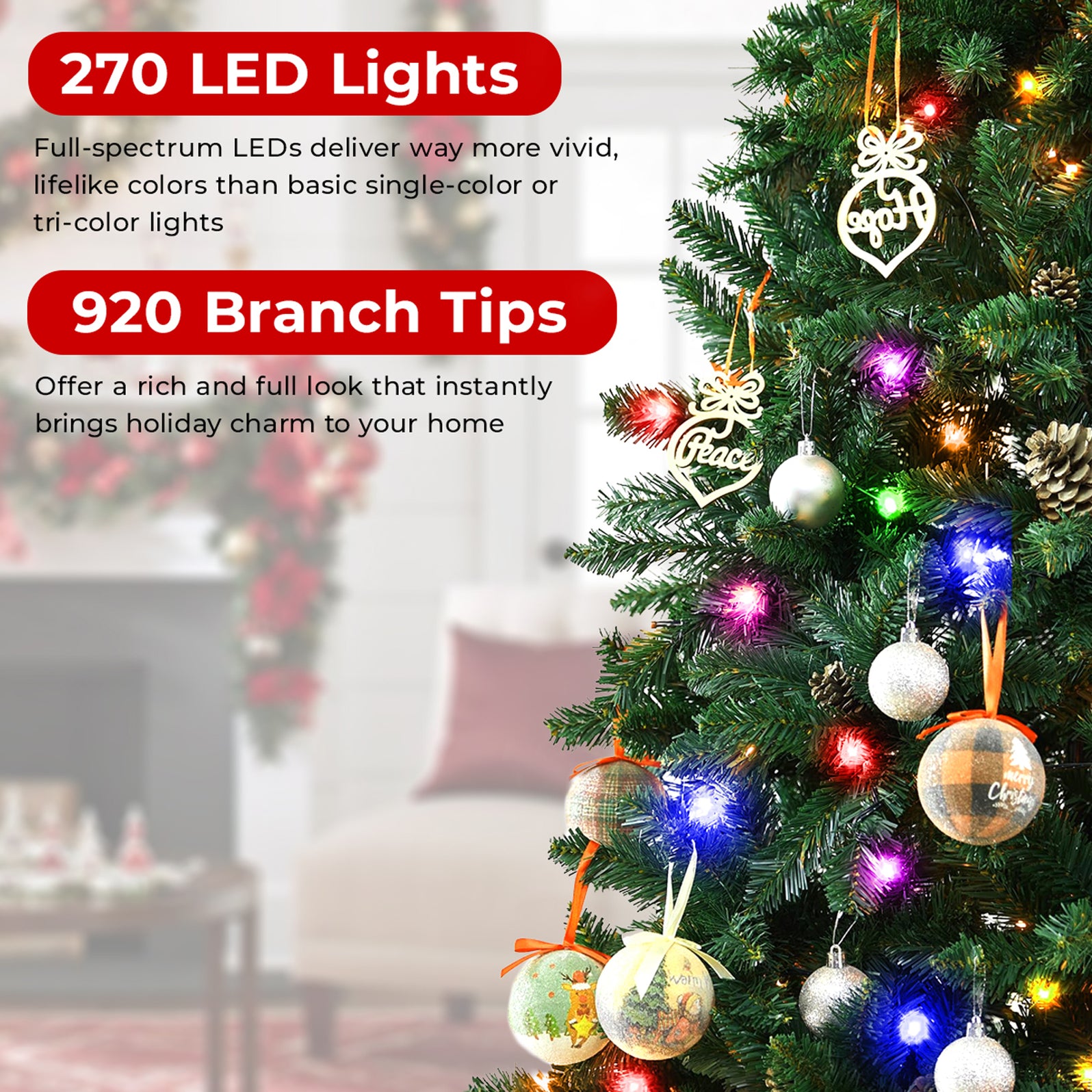 6ft Pre-lit Artificial Christmas Tree with Smart Programmable LED Fair ...