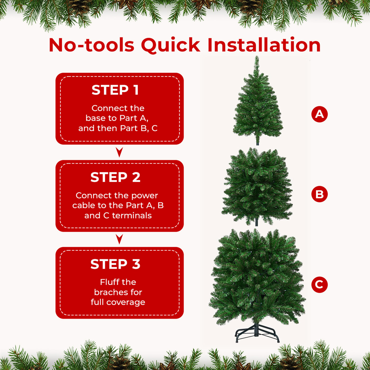 6ft Pre-lit Artificial Christmas Tree with Smart Programmable LED Fair ...