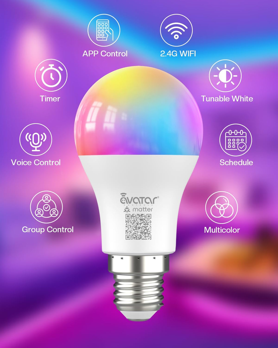 E26 A19 Smart Bulb Matter over WiFi (2-Pack) — AvatarControls