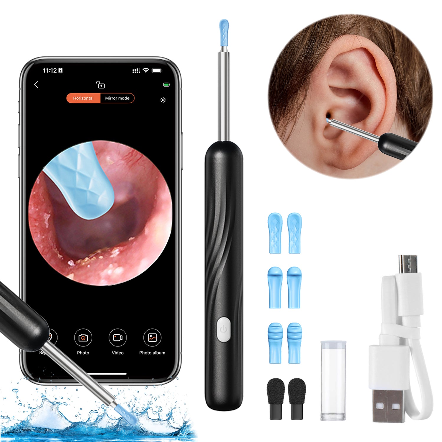 B8 Ear Wax Removal with 1080P HD Camera Otoscope Ear Cleaning Kit ...