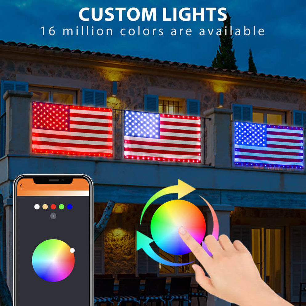 American Flag 3x5 FT with Smart String Lights — AvatarControls