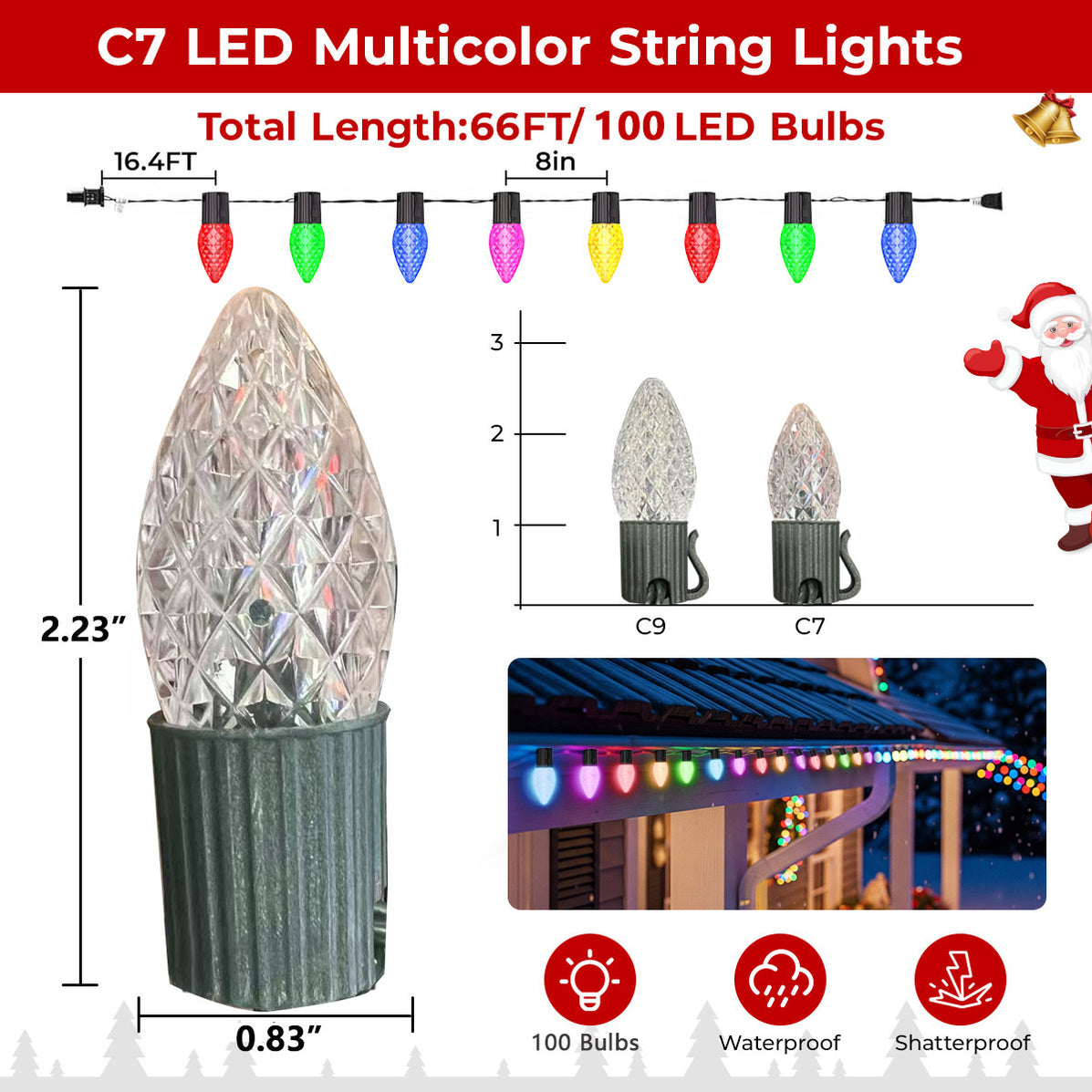 Dynamic C7/C9 Christmas Strawberry Smart String Lights with Programmab ...
