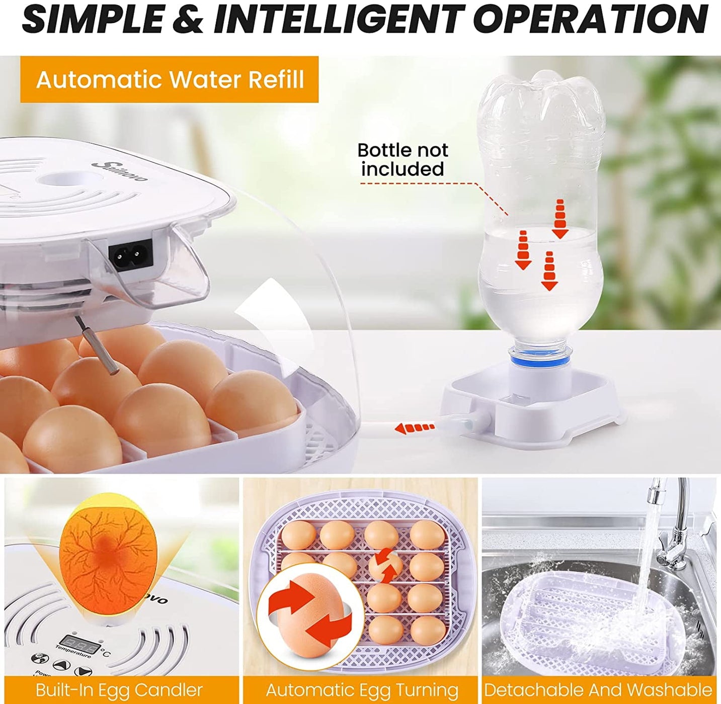 Egg Incubator, Incubating 16-35 Eggs, with Automatic Turning ...