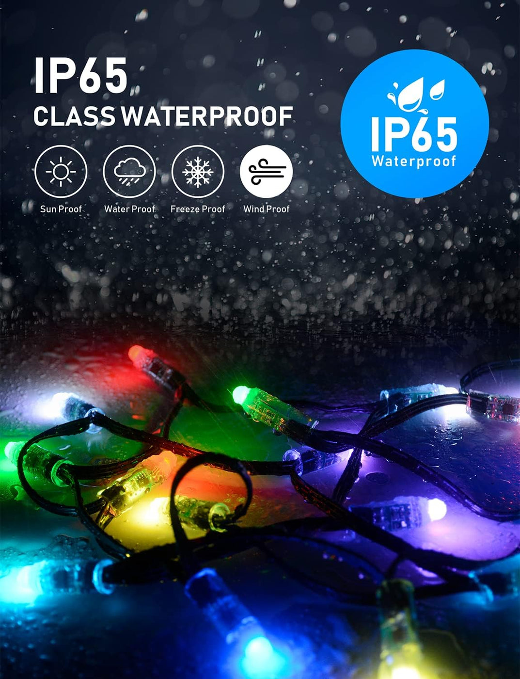 Outdoor String Lights Hello Fairy App Control 33FT/10M RGB 100LEDs ...