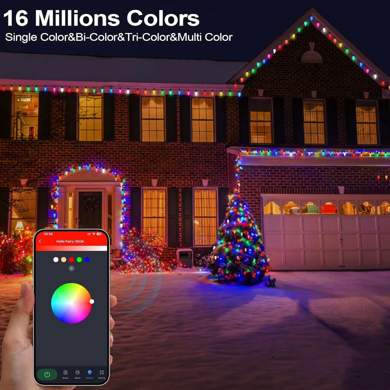 Dynamic C7/C9 Christmas Strawberry Smart String Lights with Programmab ...