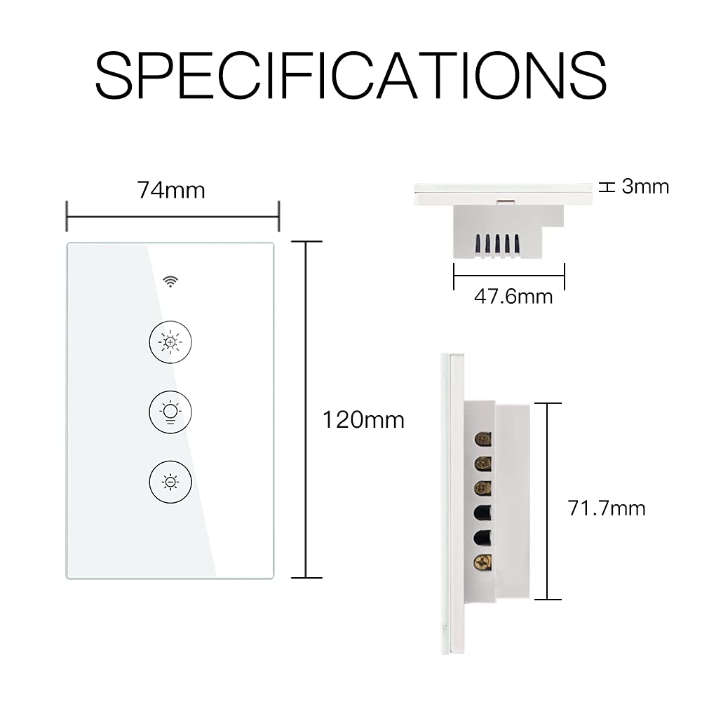 Single-pole Smart Light Dimmer Switch Touch Glass - US Version ...