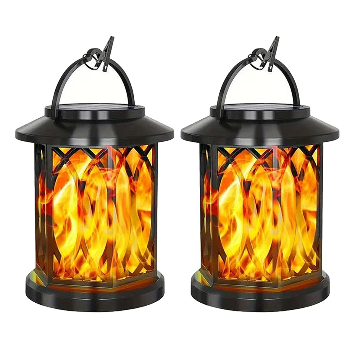 Upgraded Flickering Flame Solar Lanterns Outdoor Waterproof,Dancing ...