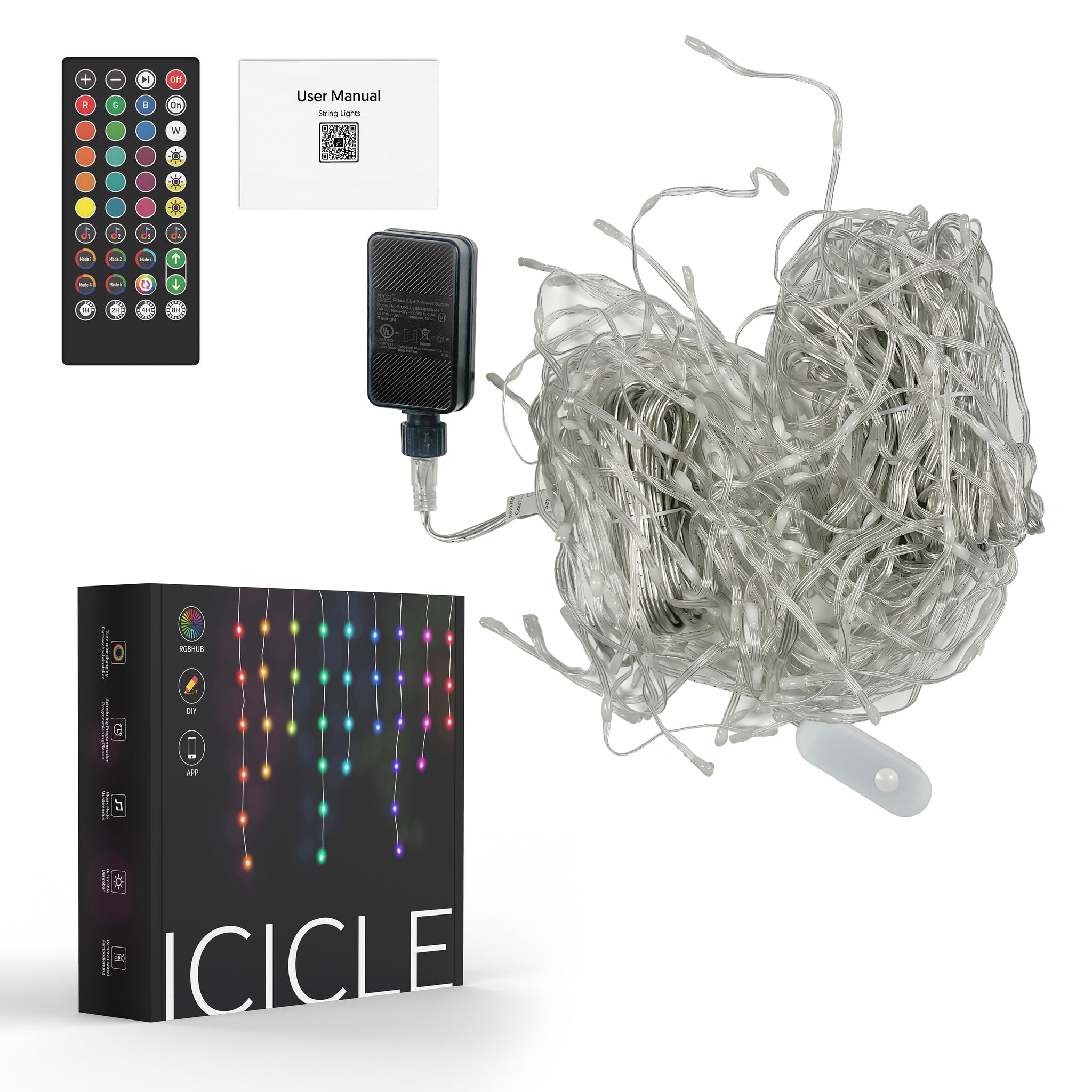 Programmable 33ft RGBIC Icicle Holiday Lights Outdoor Waterproof App-c ...
